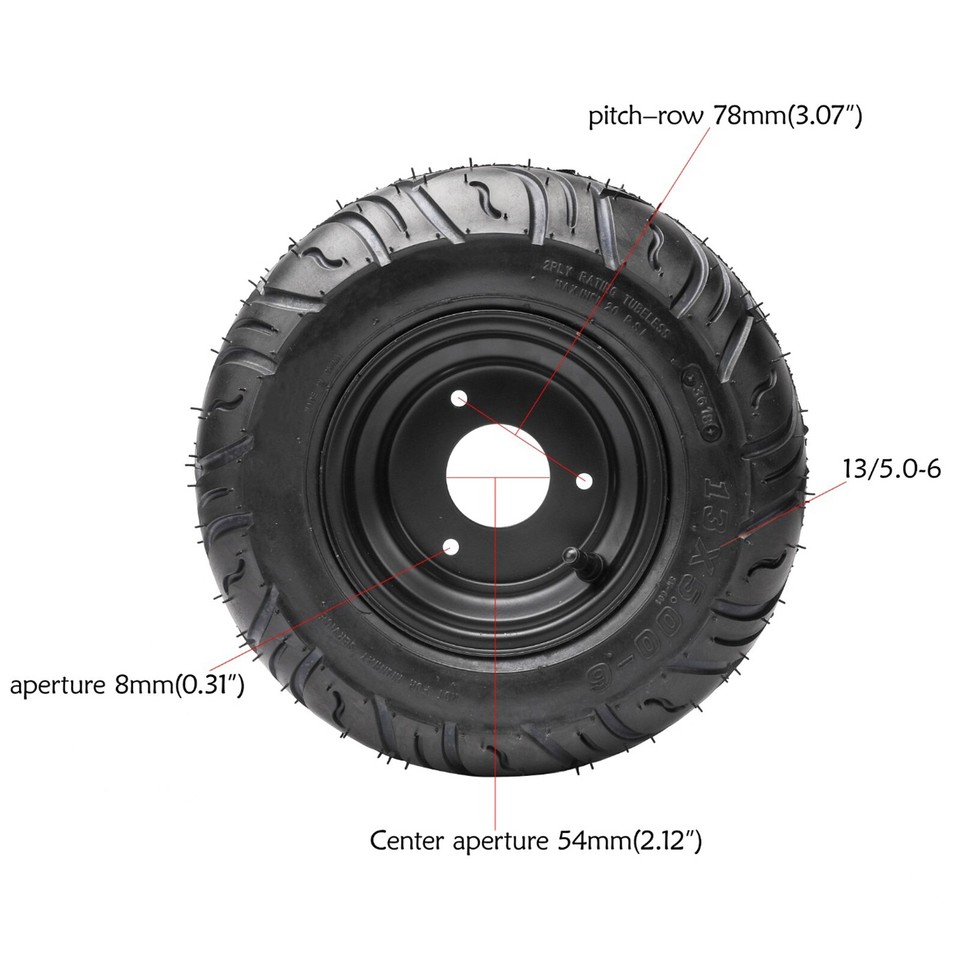 2 pack 13x5.00-6 6" Wheels Tires Rim for ATV Quad Buggy Mower Golf ...