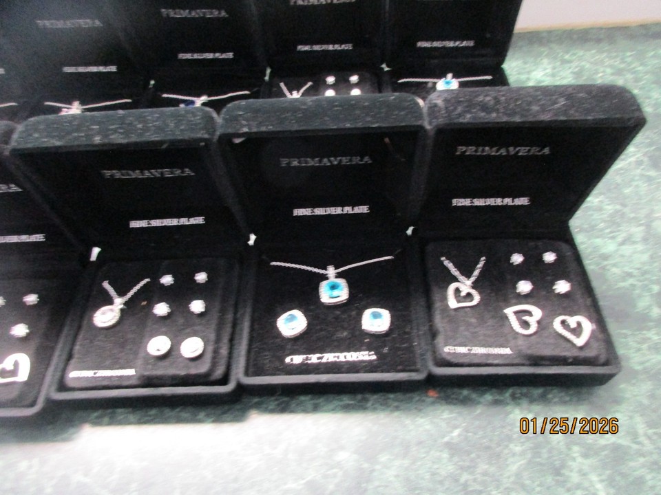 Primavera Fine Silve Plate Cubic Zirconia Necklace Earring Braclet Set ...