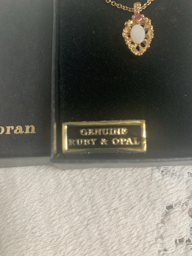Van Doran Vintage Ruby & Opal Pendant Necklace 18" Gold Tone | eBay
