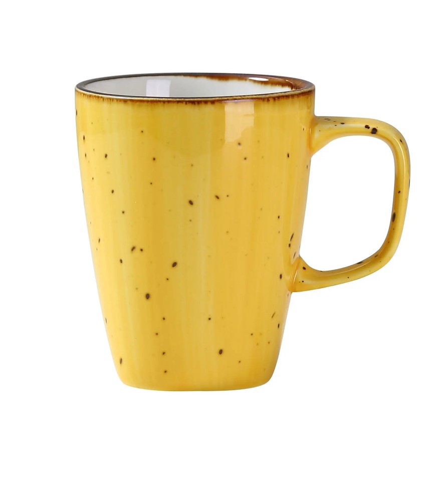 Yanco China LY-503YL Lyon Yellow Speckled Glazed Porcelain 10 oz. Mug w ...