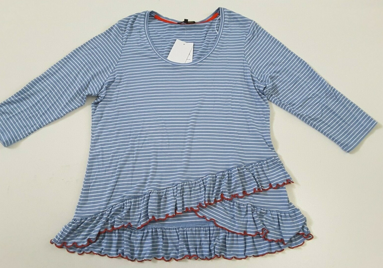 Jeanne Pierre Women's Long Sleeve Ruffle Bottom Shirt Multiple Colors ...