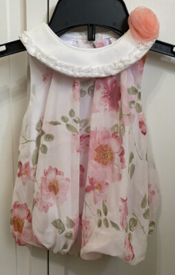 Baby Beri One Piece Chiffon Pink Floral Silky Bubble Romper Baby Girls ...