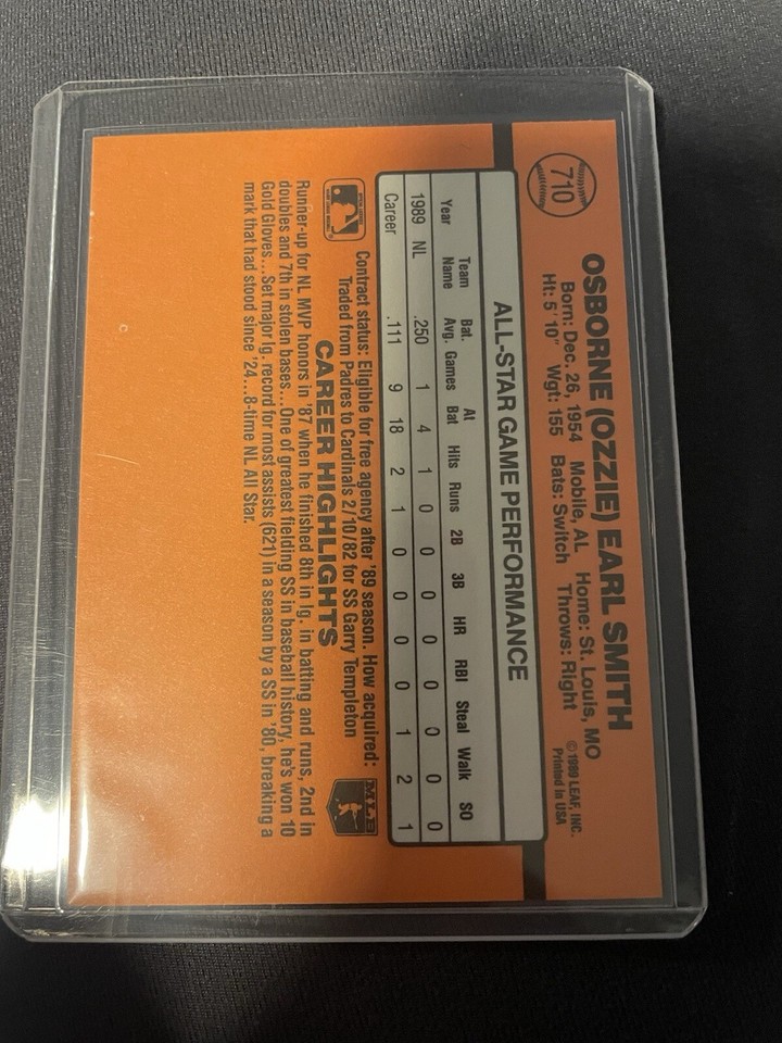 Ozzie Smith Donruss 1990 *DUAL ERROR BASEBALL CARD* Extremely Rare MINT ...