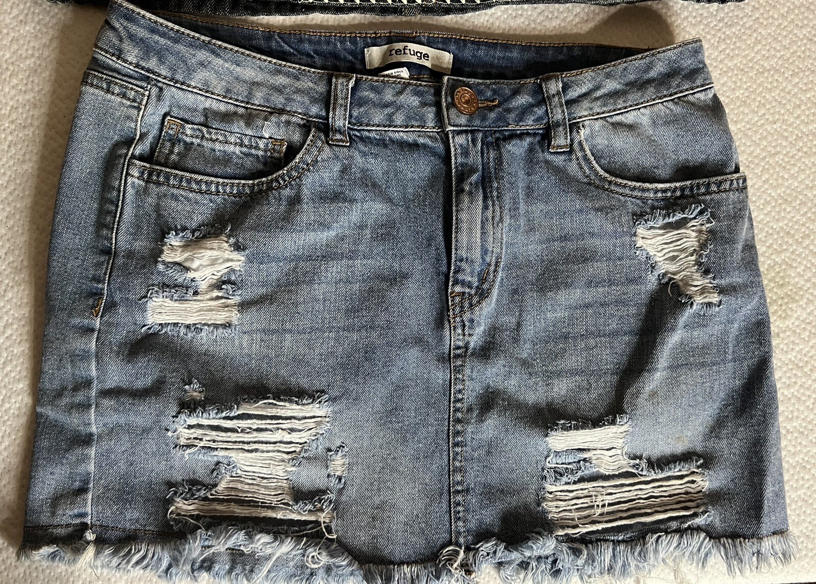 Women’s Refuge distressed ripped faded mini denim ski… - Gem