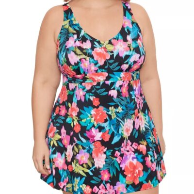 Swim Solutions Plus Tummy-Control Swimdress Black Size 20W NWT | eBay