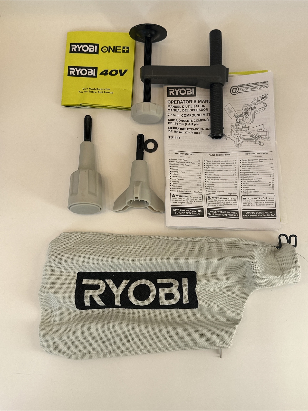 RYOBI 7-1/4 Inch Compound Miter Saw Corded Electric 24T Blade Dust Bag ...