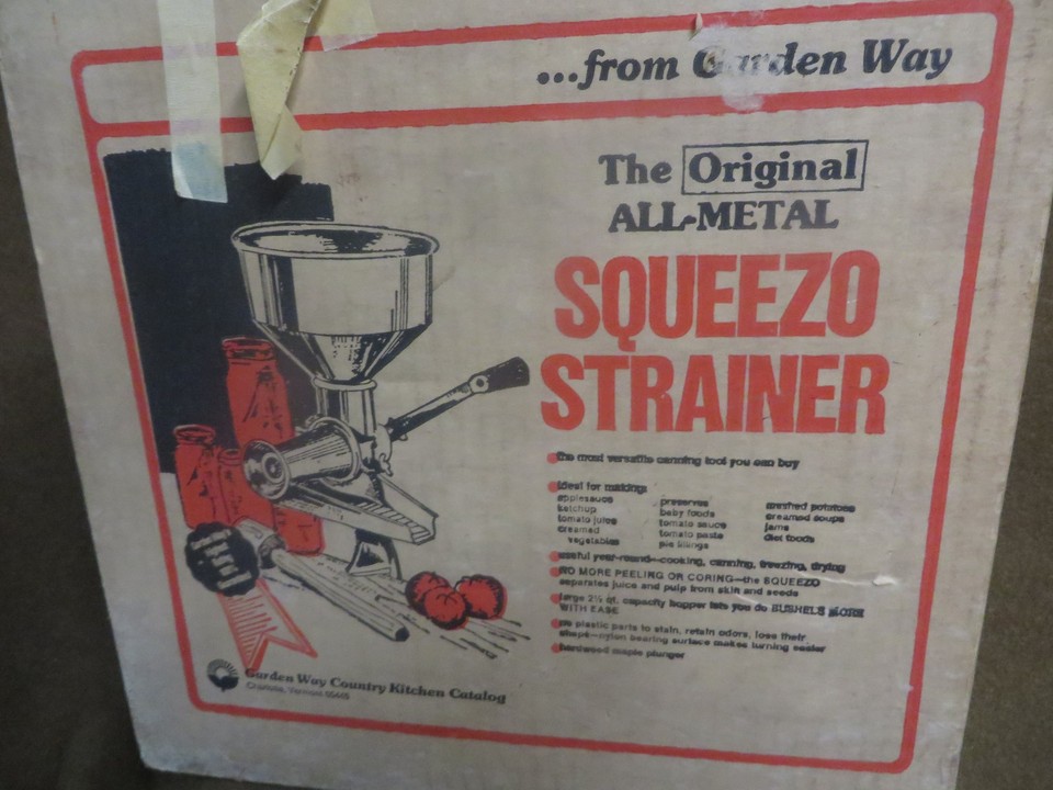 Original All Metal Squeezo Strainer w/2 Screens orig box & instrucs | eBay
