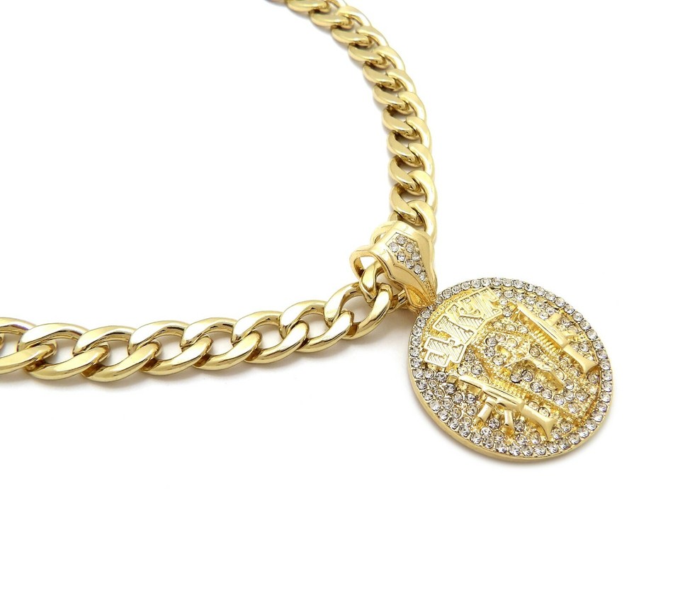 Hip Hop NBA YoungBoy 4KT Pendant & 10mm 18" 20" 24" 30" Cuban Chain ...