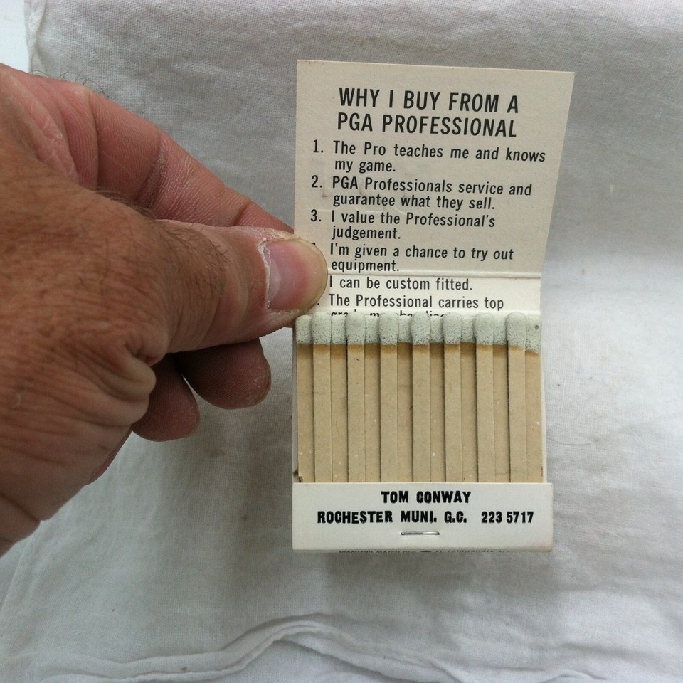 Why I Buy from a PGA pro adv matchbook Tom Conway Rochester Muni. Golf ...