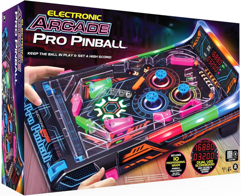 Electronic Arcade Pro Pinball - Light & Sound Tabletop Game, Dual LED ...