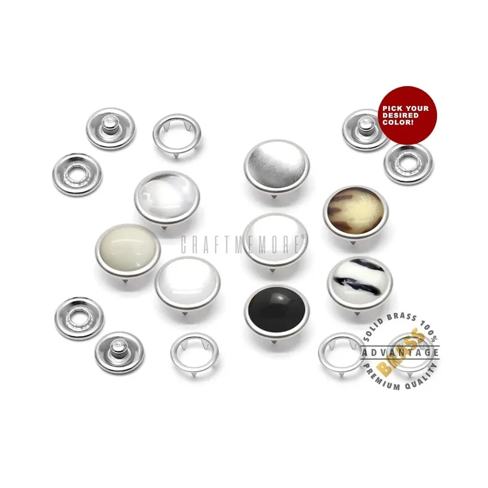 20 Sets 12Mm Pearl Snaps Fasteners Pearl-Like Prong Snap Button For ...