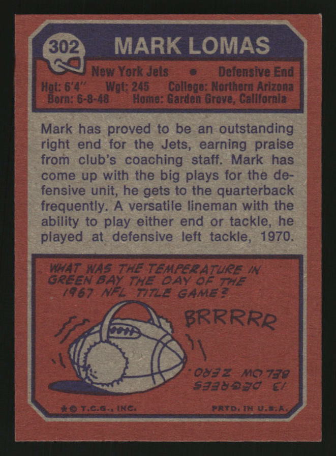 1973 Topps RC #302 Mark Lomas Rookie | eBay
