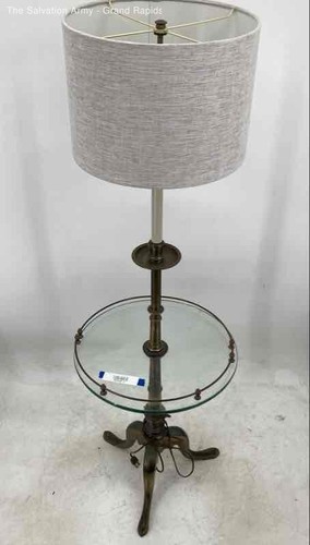 Stiffel Multicolor Round Shade Floor Electric Lamp With Tri-Leg Table ...