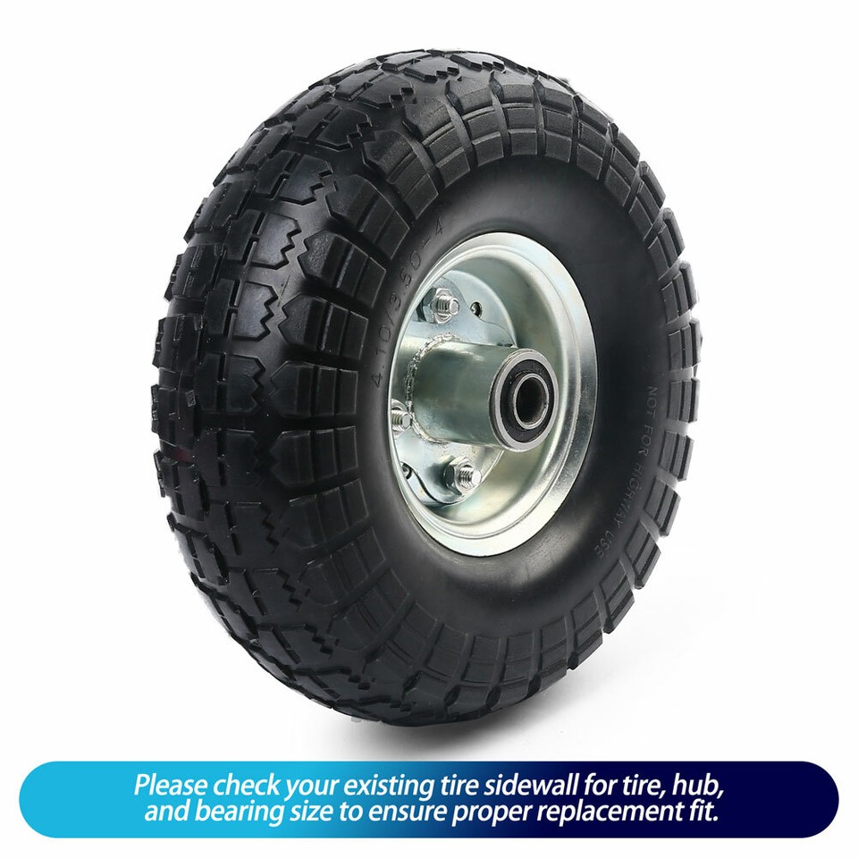 Two(2) 4.10/3.50-4 Flat Free Utility and Hand Truck Tire / Wheel 5/8 ...