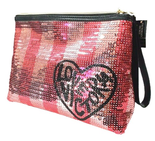 Victorias Secret Bling Sequins Love Victoria Pink Makeup Cosmetic Bag ...
