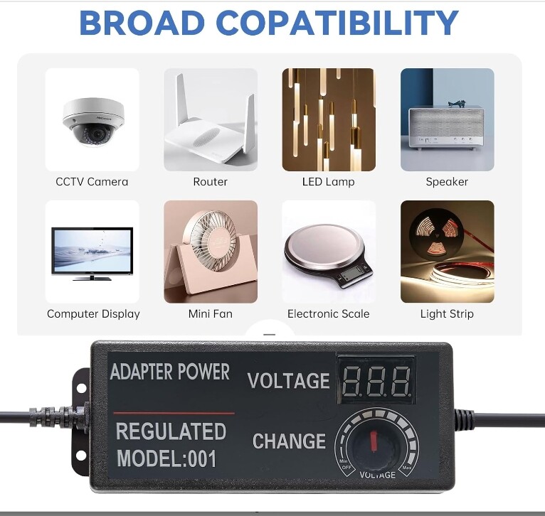 Universal 3V ~ 24V Power Supply 3A 72W AC/DC Adapte Adjustable Power ...