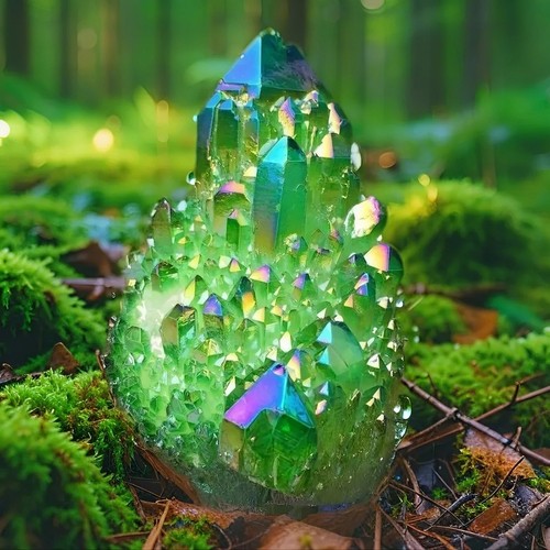 90G+ Rare Green Angel Aura Quartz Crystal Healing Cluster Titanium ...
