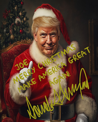 SANTA PRESIDENT DONALD TRUMP MESSAGE GOLD AUTOGRAPH 8.5X11 CUSTOM PHOTO ...