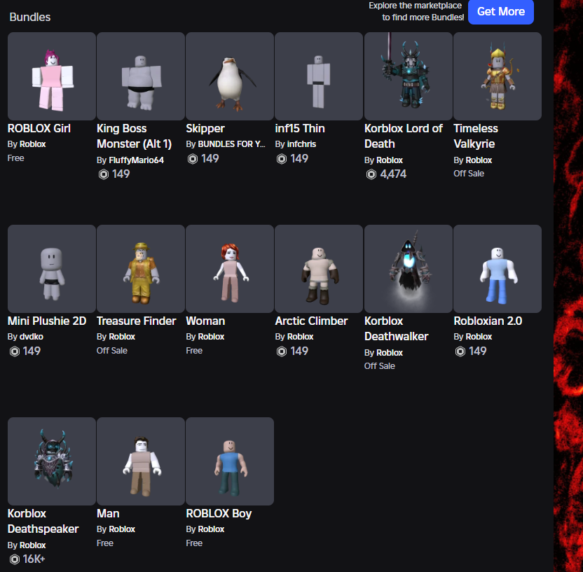 KORBLOX + 75k robux worth of rare bundles OFFSALE Korblox Deathwalker ...
