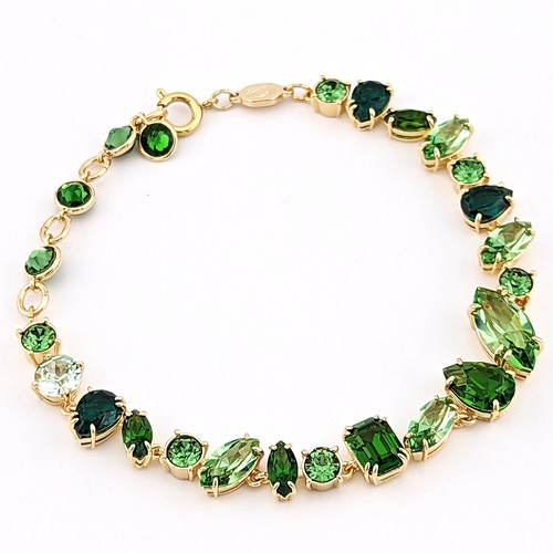 Swarovski Crystal Gema Bracelet, Mixed Cuts, Green, Gold-Tone Plated ...