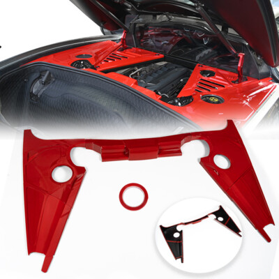 Fits 2020-2024 Corvette C8 Glossy Red Engine Bay Trim Panel Appearance ...