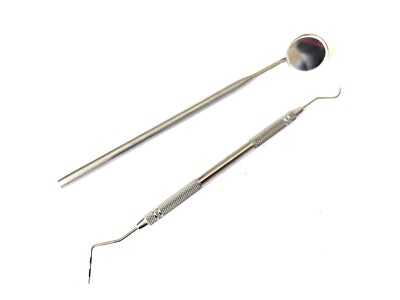 Set OF 2 Explorer Perio Probe & Dental Mirror With Handle Surgical ...