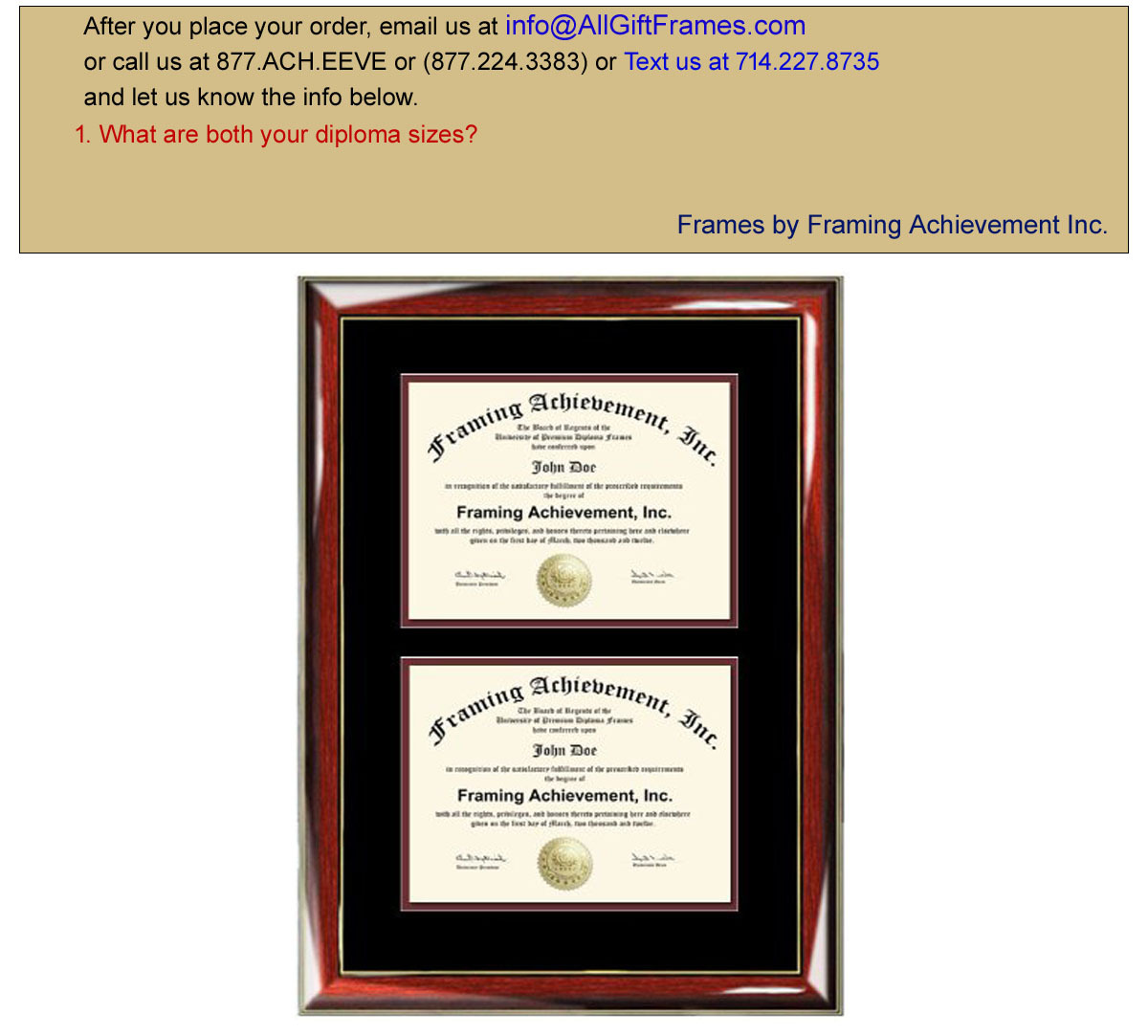 Double Diploma Frame Dual Certificate Frame Two College University ...