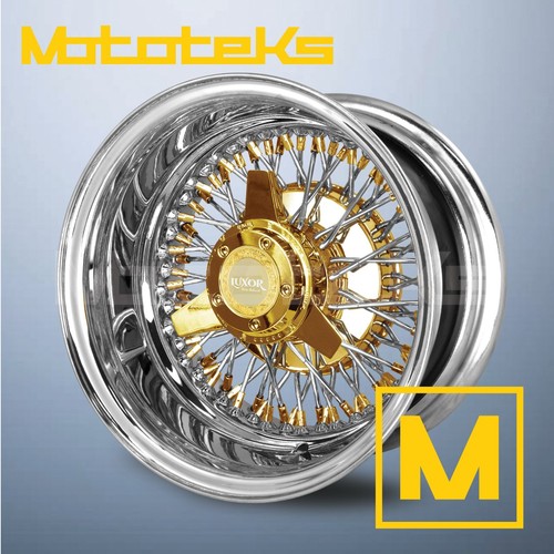 13X5.5 LUXOR WIRE WHEELS 72 CROSS REV RIMS 24K TRIPLE GOLD SET | eBay