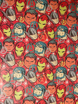 Marvel Avengers Gift Wrapping Paper 2.5 Yards FOLDED Decoupage Hulk ...