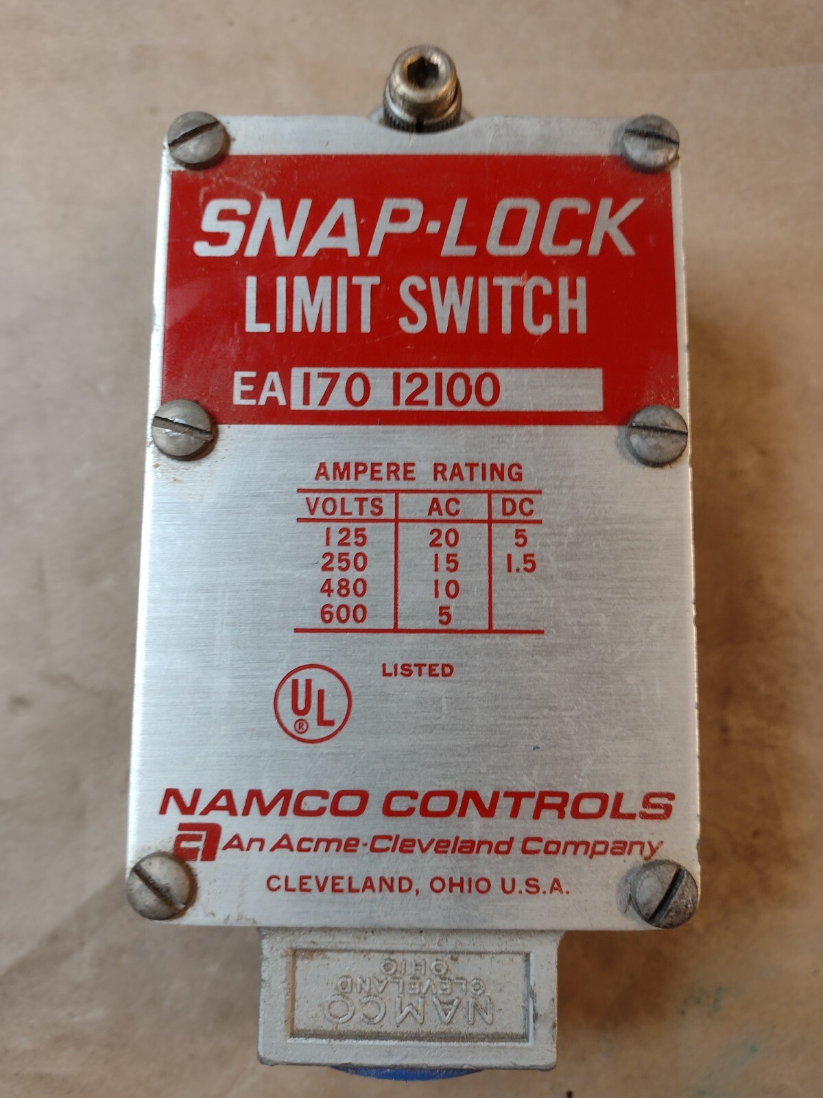 Namco Controls Snap-Lock Limit Switch, EA170-12100, 125-600VAC | eBay