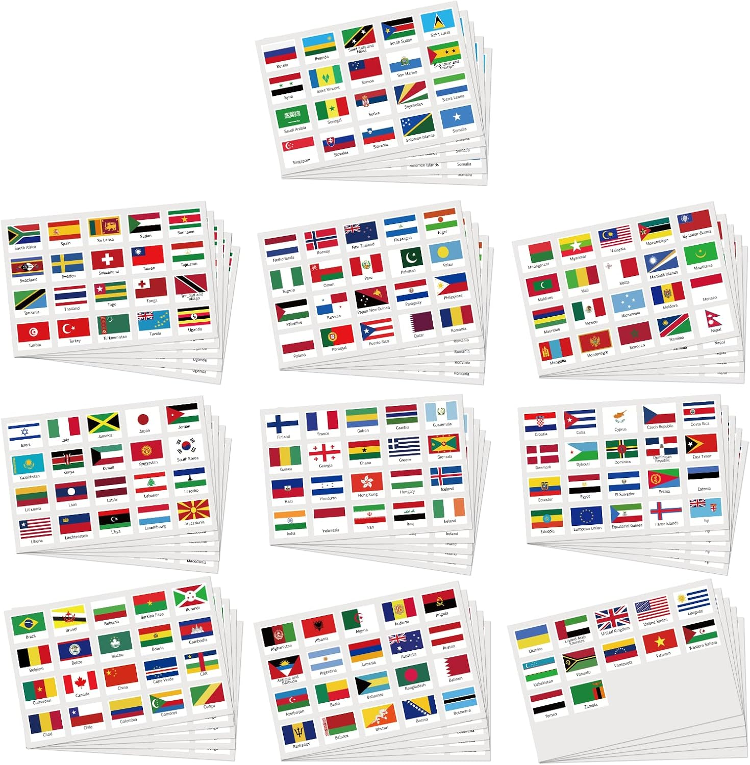 Hooqict 960 Pieces World Flag Stickers 192 Country Flags of the World ...
