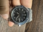 Stainless Steel Watch Mens Black Dial Date Octagonal Bezel Integrated ...