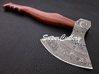 SUPER CUTLERY Custom Handmade Damascus AXE with Rose Wood Handle | eBay