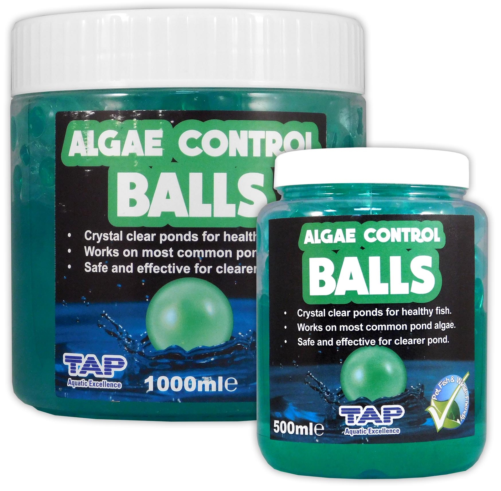 TAP ALGAE CONTROL BALLS 500ml 1L CLEAR POND SAFE & EFFECTIVE TREATMENT ...