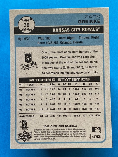 2009 O-Pee-Chee - #39 Zack Greinke for sale online | eBay