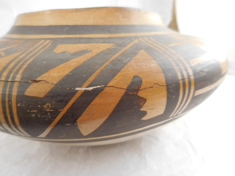 HOPI TEWA POLYCHROME SOUTHWEST POTTERY SEED JAR GEOMETRIC DESIGN 7 1/2 ...