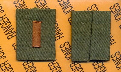 USAF 2nd Second Lieutenant 2LT 0-1 OD Green & Brown slip on rank patch ...