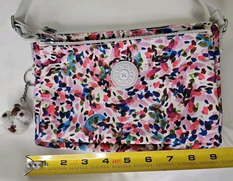 Kipling Eleanor Shoulder Crossbody Bag Purse Nylon w/ Monkey Keychain ...