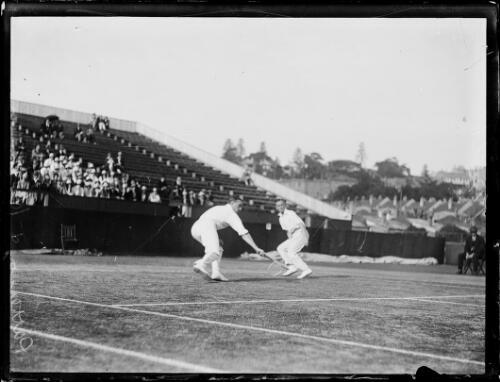 Gerald Patterson and Harry Hopman in a doubles tennis game NSW 1930 Old ...