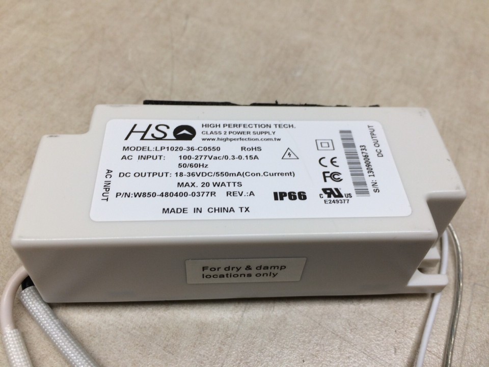High Perfection Tech LP1020-36 100-277V AC 0.3-0.15A18-36V DC 550MA 20W ...