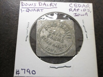 Cedar Rapids Iowa Dows Maniti Dairy Farms 1 Quart Milk Trade Token | eBay