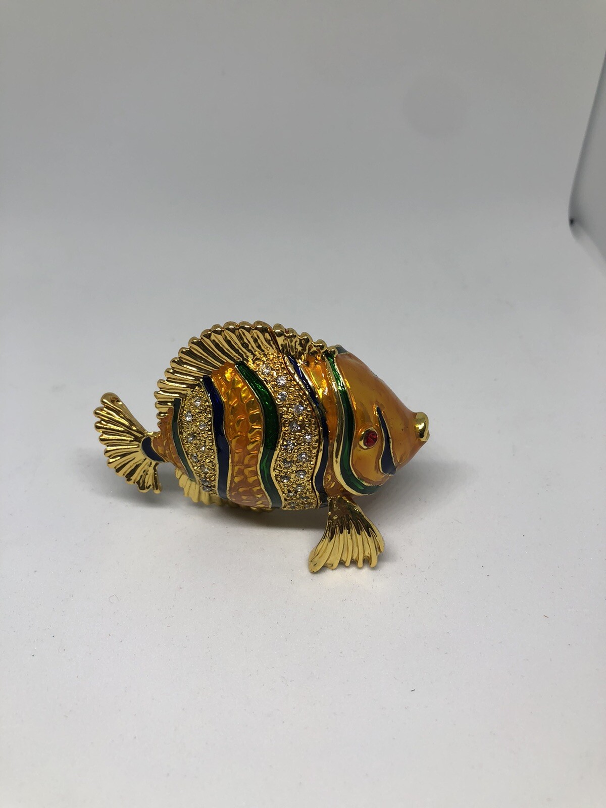 “Fish”Hand Painted/Jeweled Crystals/Jewelry Box/Great Detail#89 | eBay