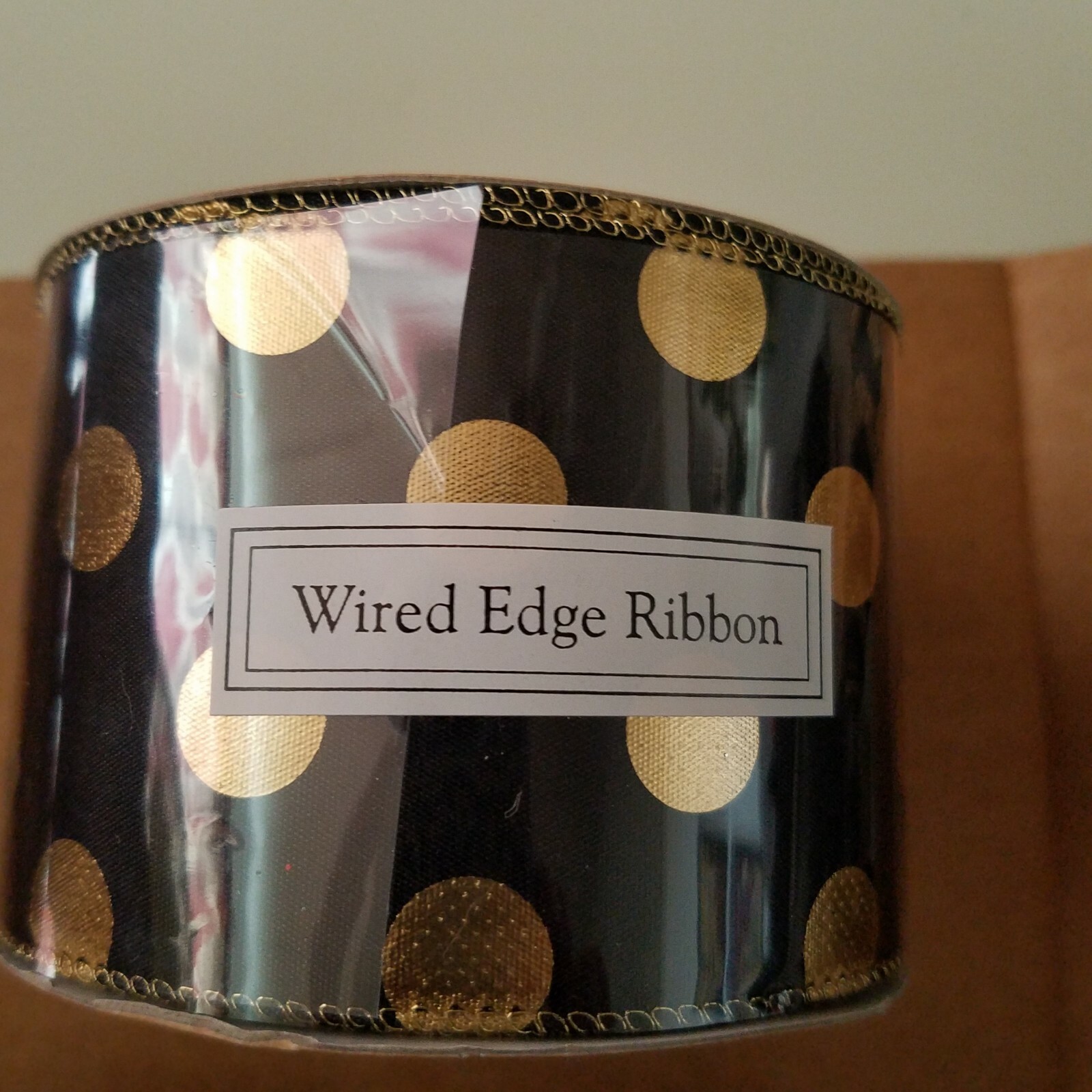 Ribbon Fleur de lis 3 Rolls Black Gold Glitter Wired ribbon satin ...