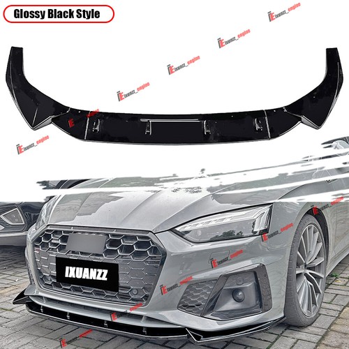 For Audi A5 S-line S5 2021-2024 Gloss Black Front Bumper Lip Spoiler ...