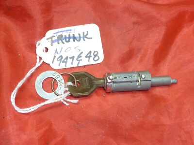 1947 1948 Mercury Trunk LOCK CYLINDER KEY & code tag NOS with Chrome ...