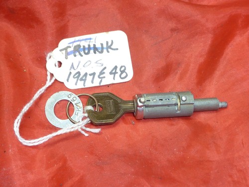 1947 1948 Mercury Trunk LOCK CYLINDER KEY & code tag NOS with Chrome ...