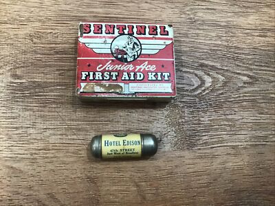 Vintage 1940's Sentinel Junior Ace First Aid Kit Tin Box Aviation World ...