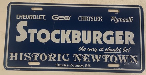 Stockburger Chevrolet Geo Chry Plymouth Vanity License Plate Bucks ...