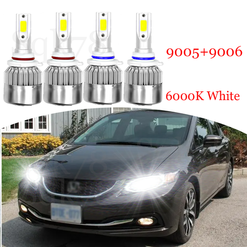 For 2006-2011 Honda Civic 2Dr Coupe 4x 6000K Led Headlight Conversion ...