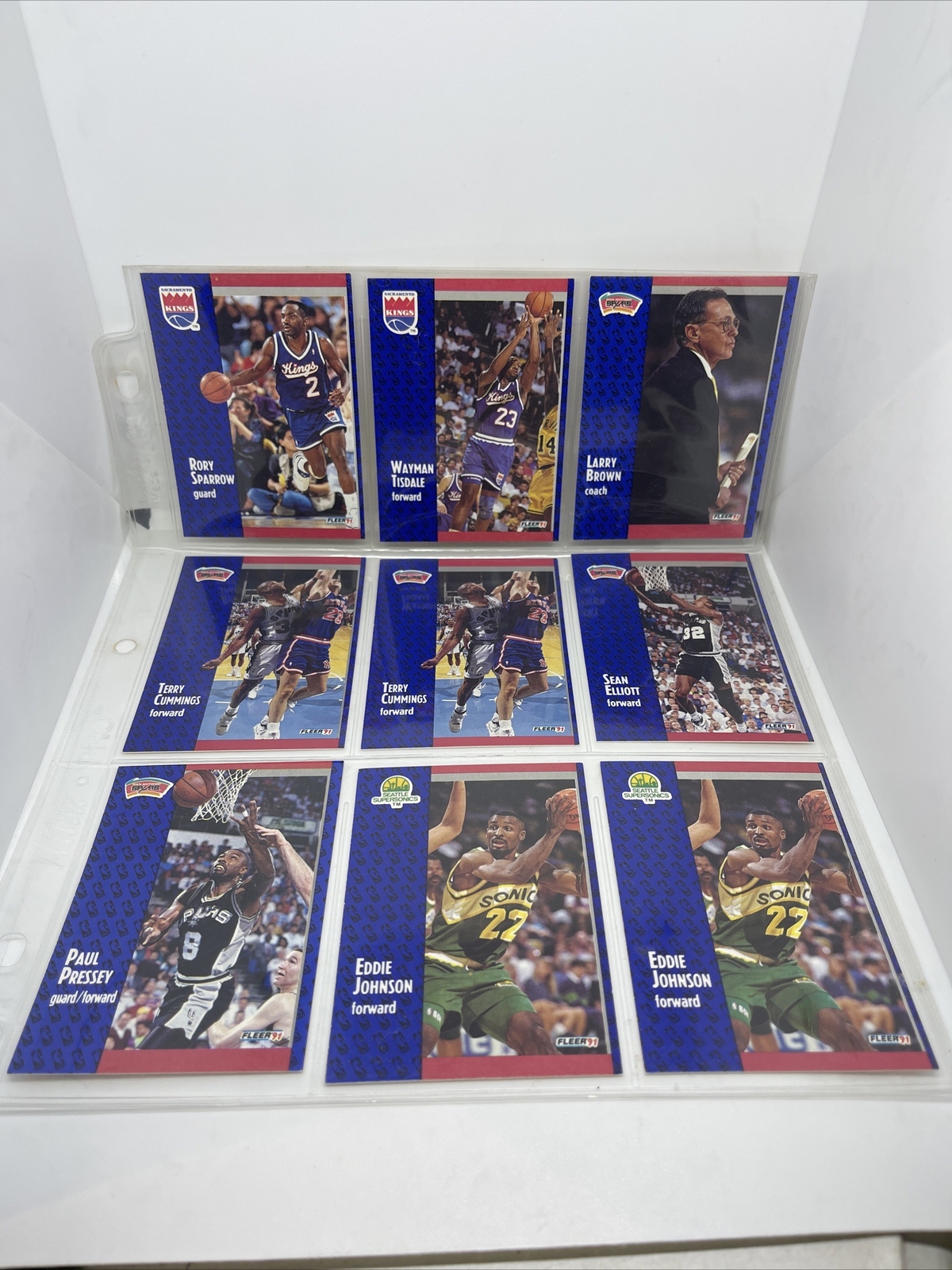 1991-92 Fleer NBA x9 Lot EXNM+ Includes Wayman Tisdale Larry Brown ...